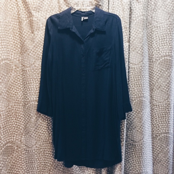Sparkle & Fade | Dresses | Uo Sparkle Fade Navy Button Up Tunic Mini ...